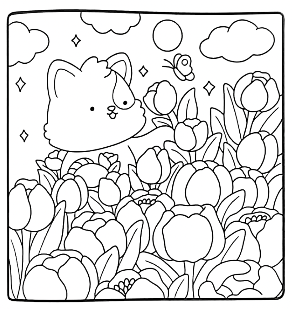 Stunning Tulip Coloring Pages for Relaxation & Fun